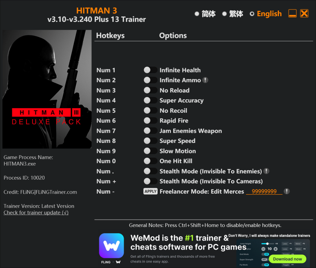 HITMAN 3 Trainer - FLiNG Trainer - PC Game Cheats and Mods