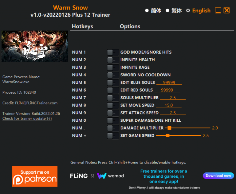 Warm Snow Trainer - FLiNG Trainer - PC Game Cheats and Mods