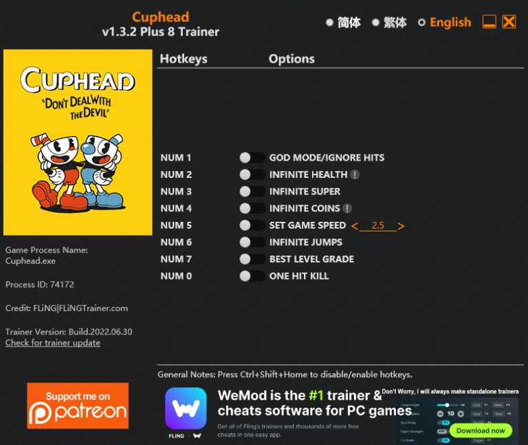Cuphead Trainer - FLiNG Trainer - PC Game Cheats and Mods