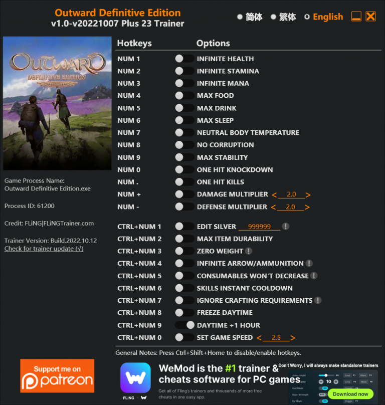 Outward Definitive Edition Trainer - FLiNG Trainer - PC Game Cheats and ...