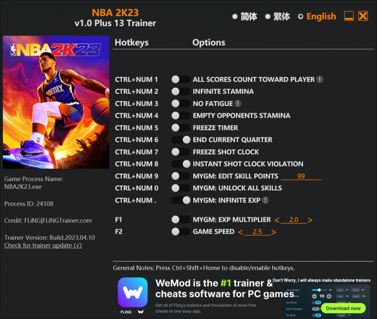 NBA 2K23 Trainer - FLiNG Trainer - PC Game Cheats and Mods