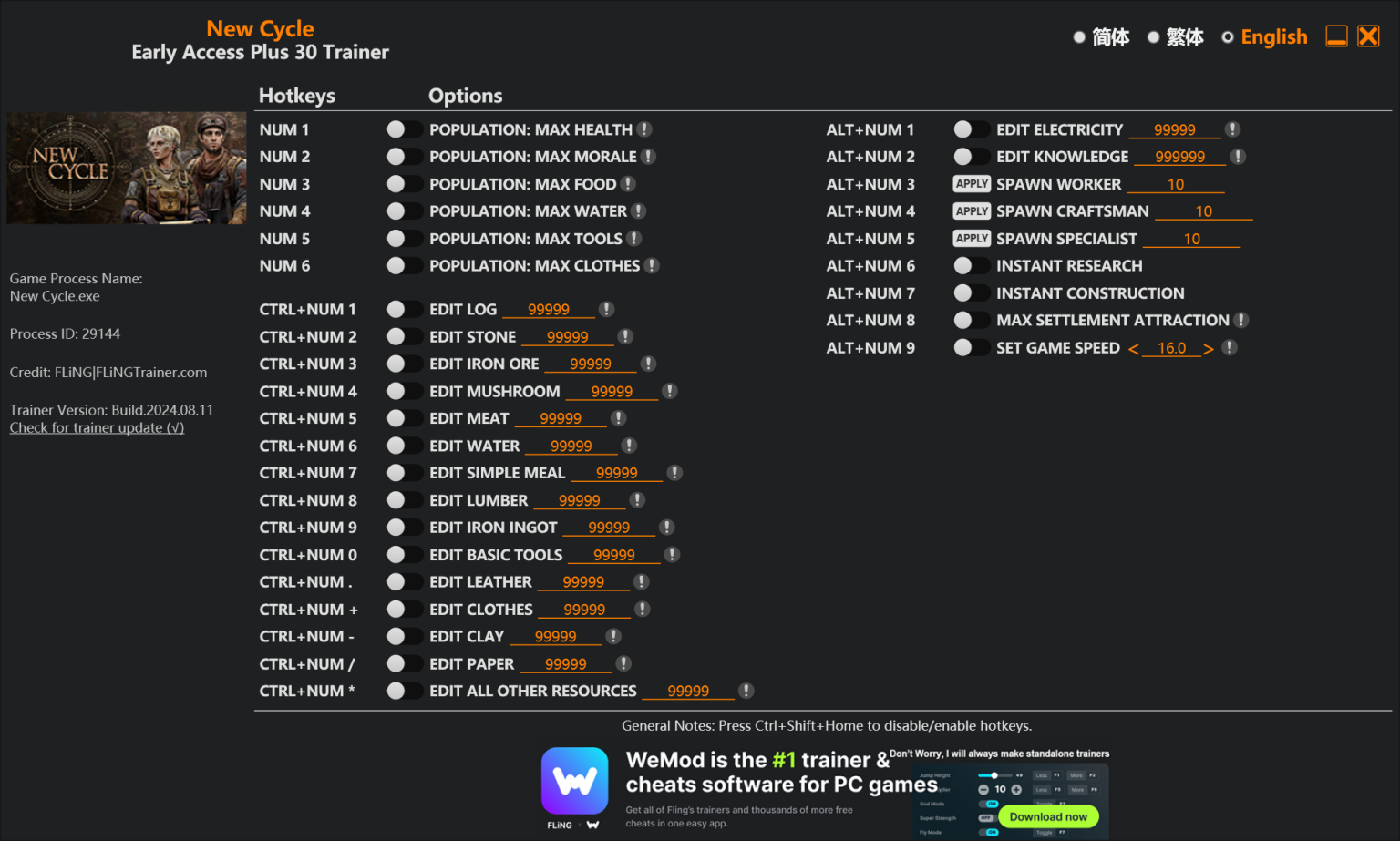 New Cycle Trainer - FLiNG Trainer - PC Game Cheats and Mods