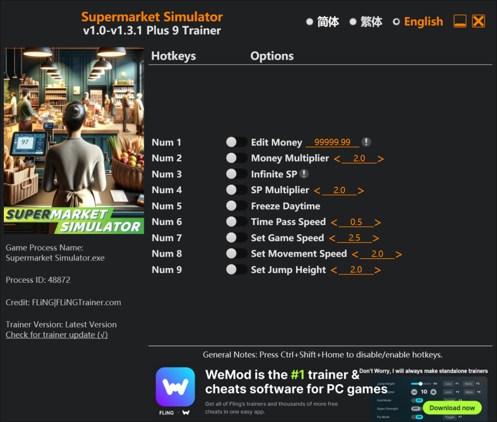 Supermarket Simulator Trainer - FLiNG Trainer - PC Game Cheats and Mods