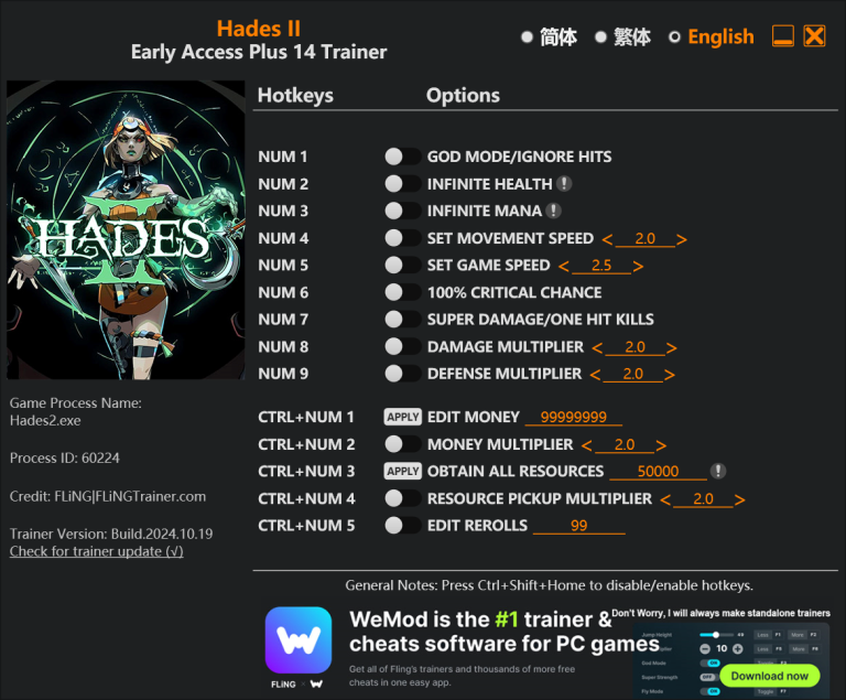 Hades II Trainer - FLiNG Trainer - PC Game Cheats and Mods