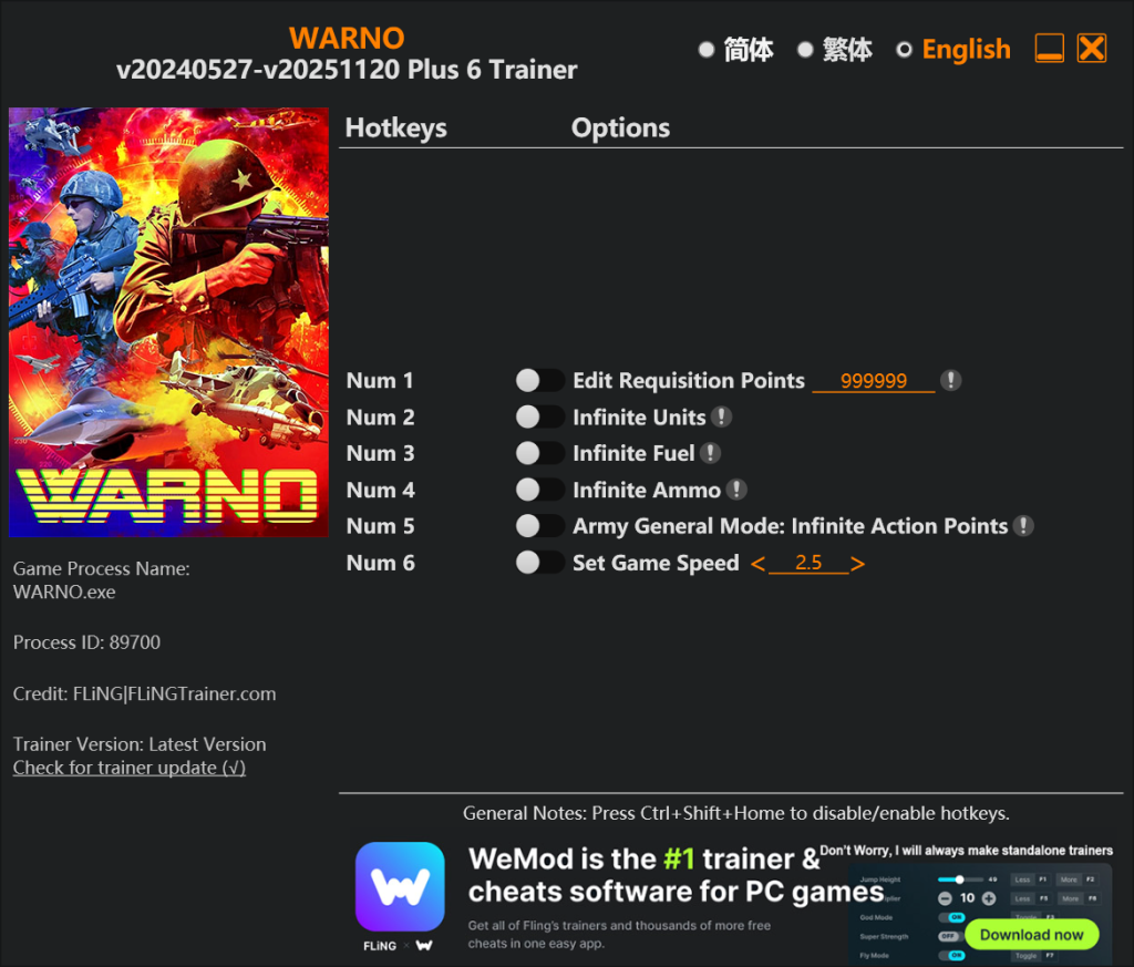 WARNO Trainer - FLiNG Trainer - PC Game Cheats and Mods