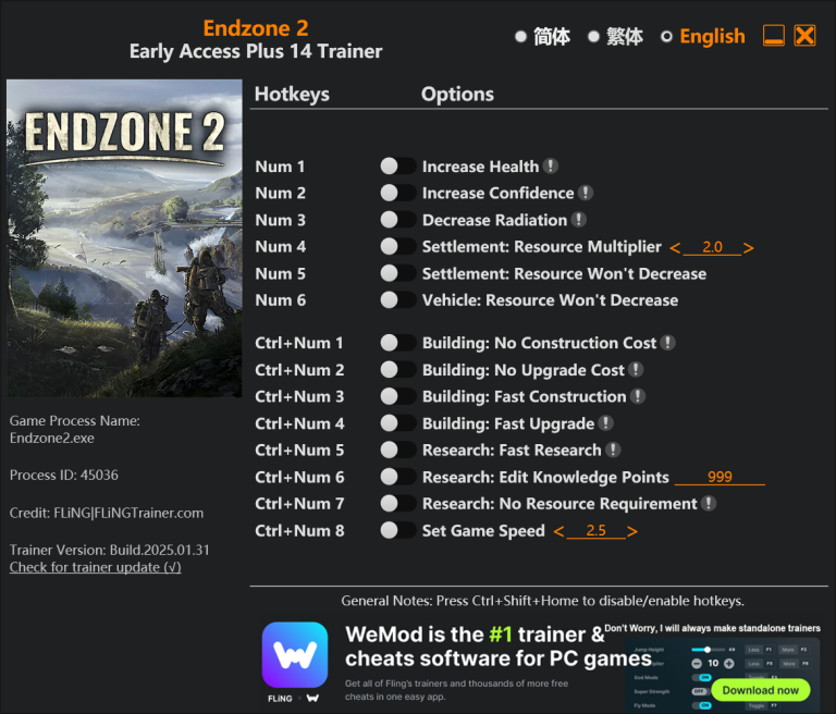 Endzone 2 Trainer - FLiNG Trainer - PC Game Cheats and Mods