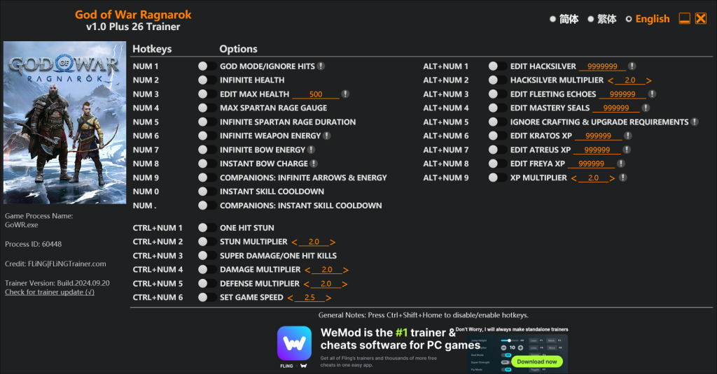 God of War Ragnarok Trainer - FLiNG Trainer - PC Game Cheats and Mods