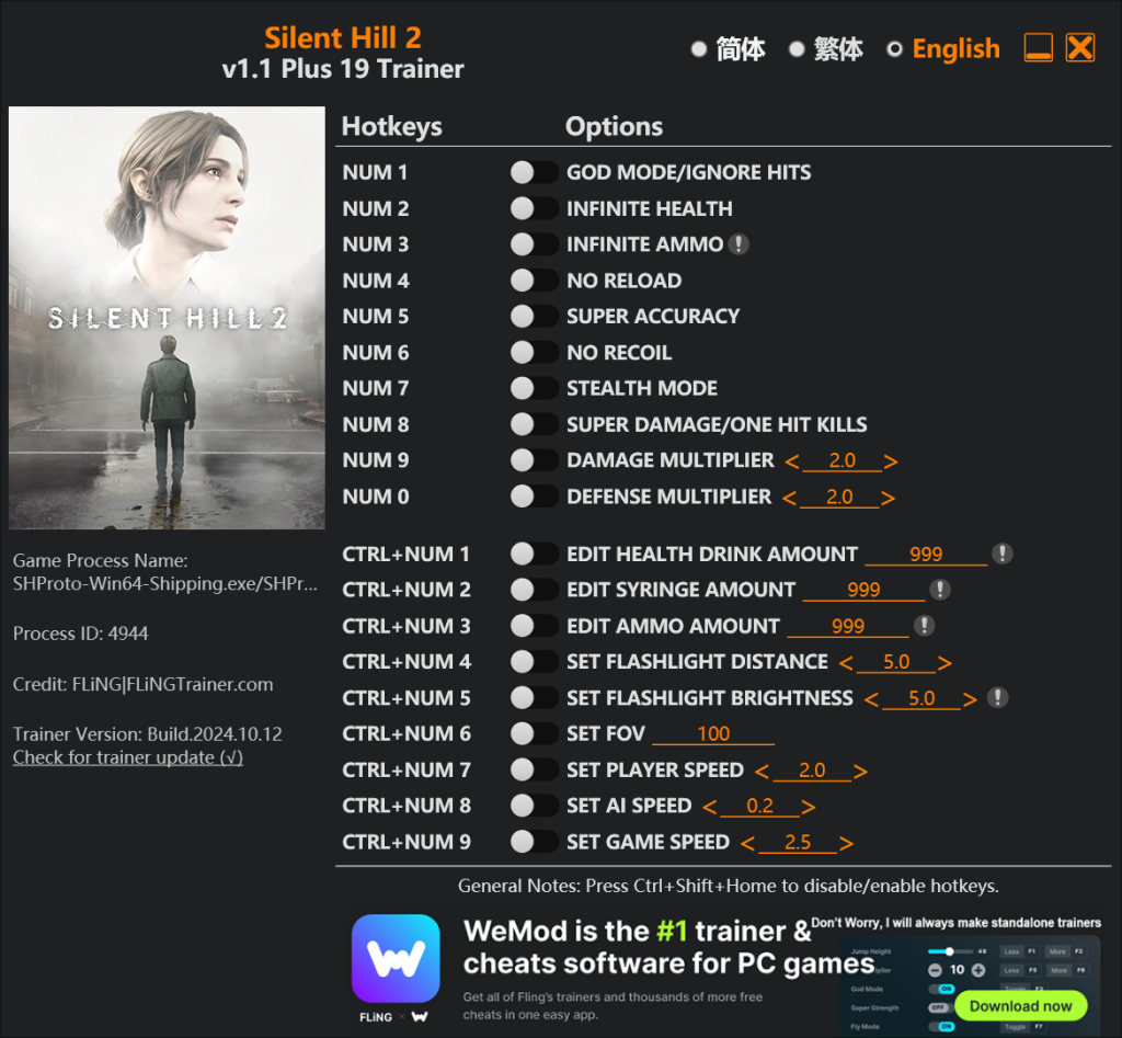 Silent Hill 2 Trainer - FLiNG Trainer - PC Game Cheats and Mods