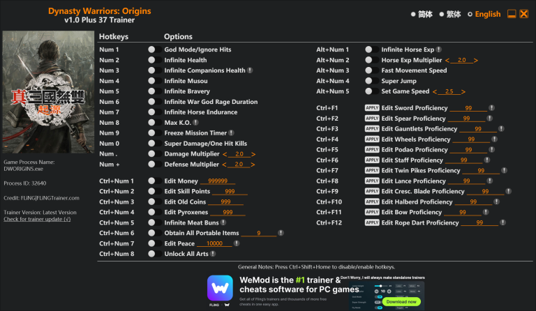 Dynasty Warriors: Origins Trainer - FLiNG Trainer - PC Game Cheats and Mods