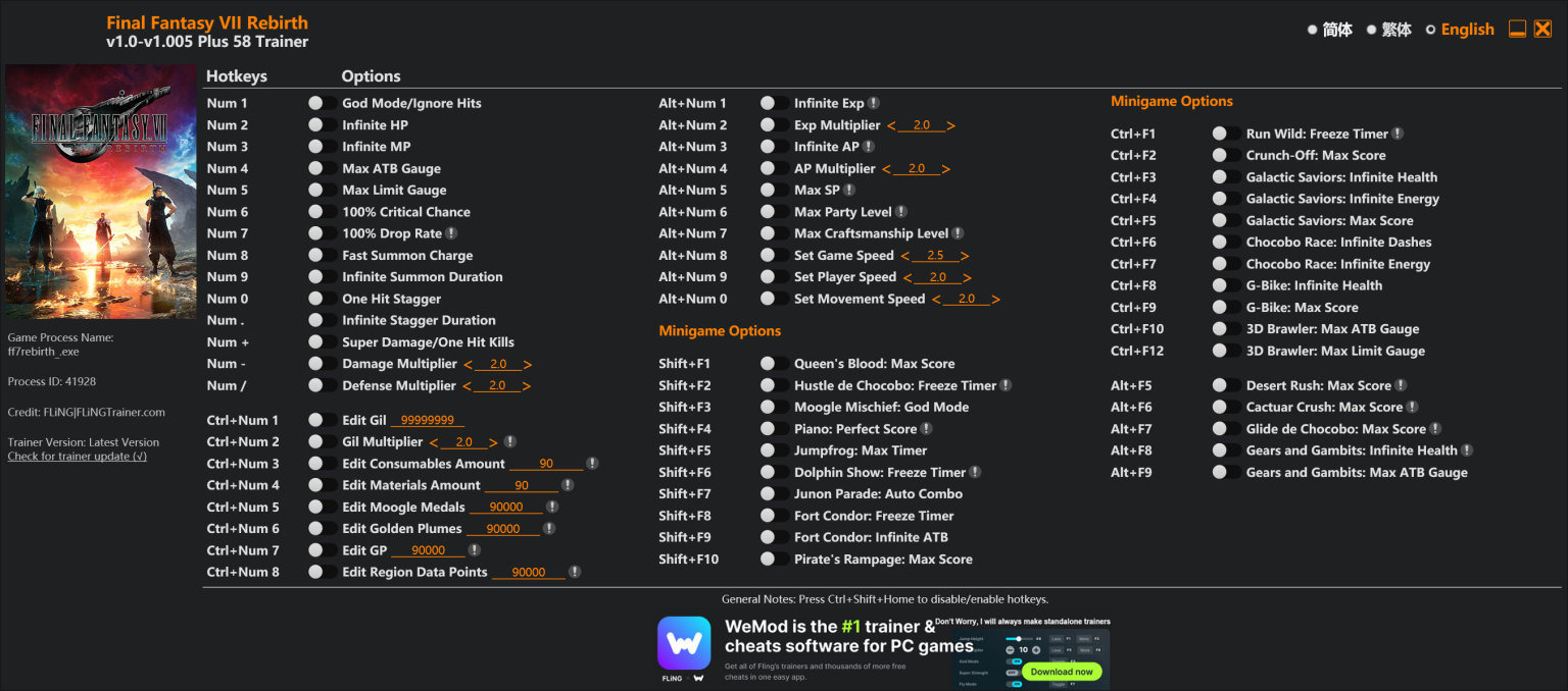 Final Fantasy VII Rebirth Trainer - FLiNG Trainer - PC Game Cheats and Mods