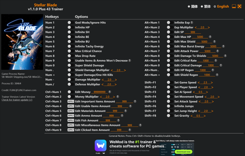 Stellar Blade Trainer - FLiNG Trainer - PC Game Cheats and Mods