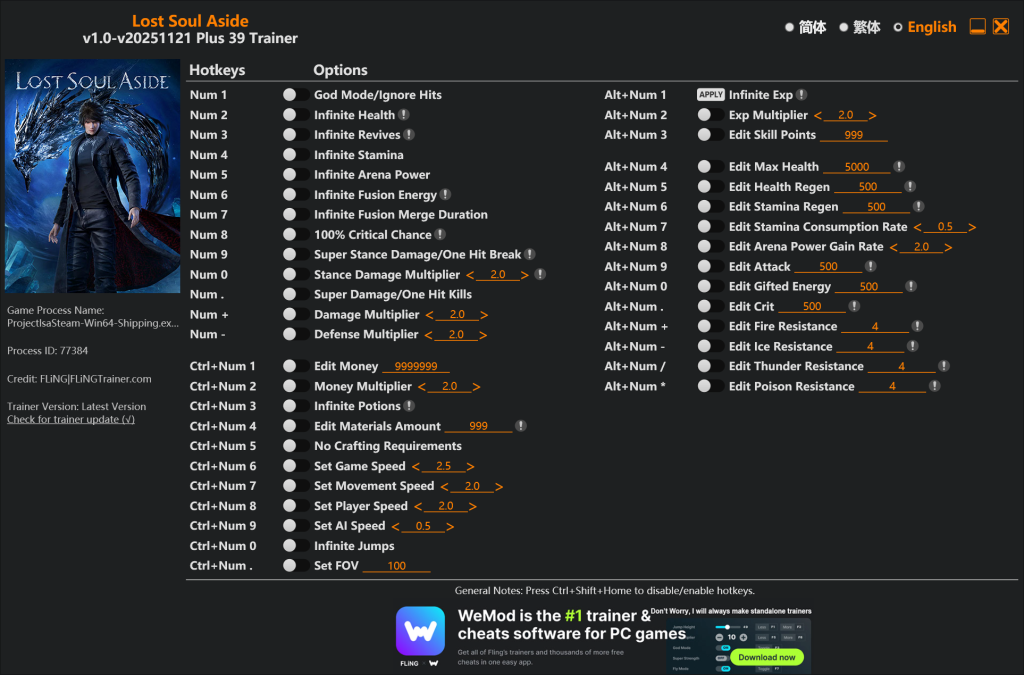 Lost Soul Aside Trainer - FLiNG Trainer - PC Game Cheats and Mods