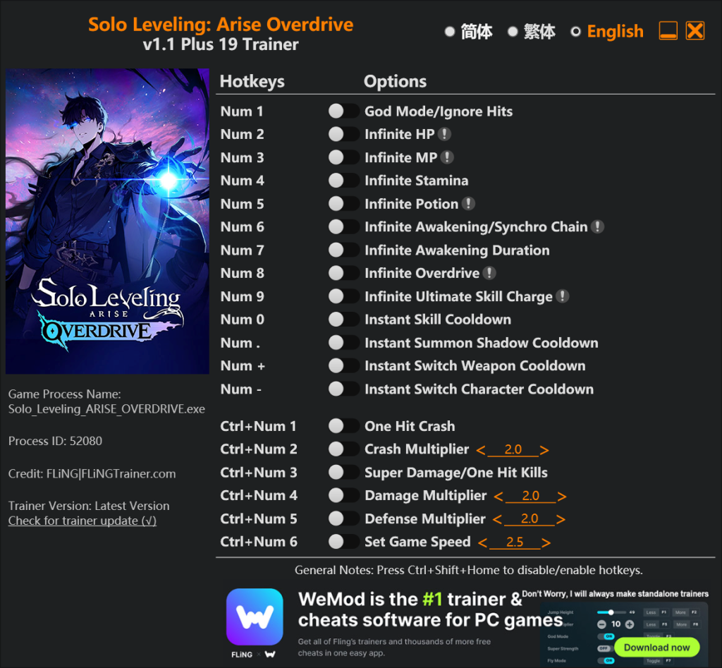 Solo Leveling: Arise Overdrive Trainer - FLiNG Trainer - PC Game Cheats ...