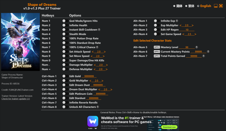 Shape of Dreams Trainer - FLiNG Trainer - PC Game Cheats and Mods