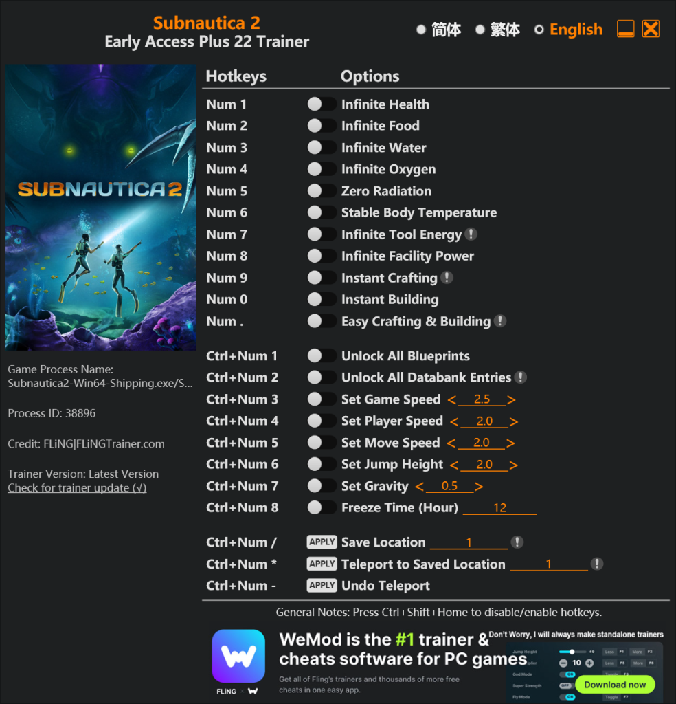 Subnautica 2 Trainer - FLiNG Trainer - PC Game Cheats and Mods