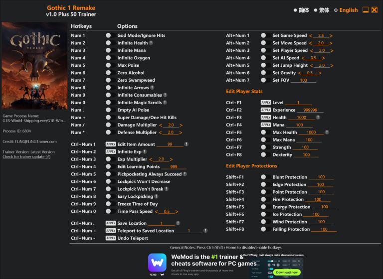 Gothic 1 Remake Trainer - FLiNG Trainer - PC Game Cheats and Mods